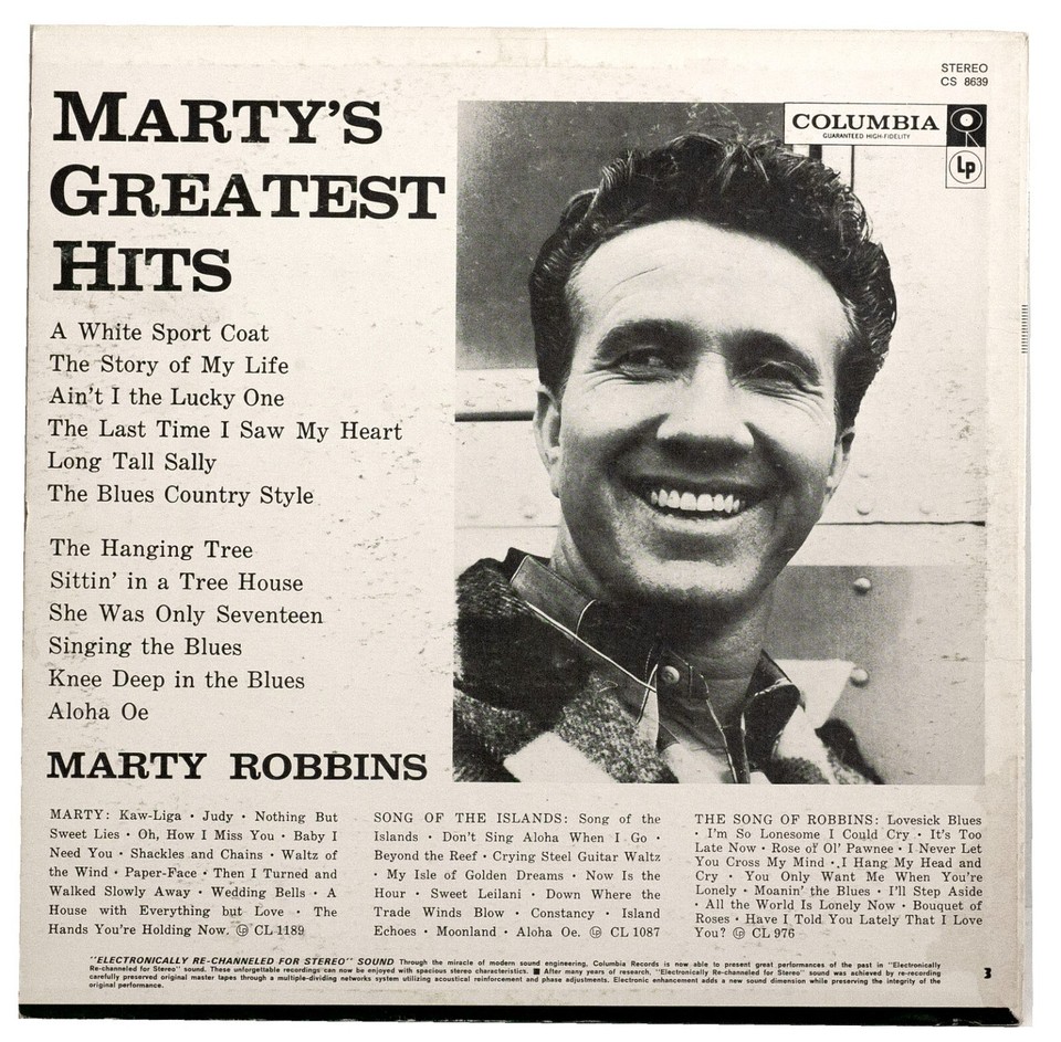 ROBBINS MARTY *VG+/VG+* "MARTY'S GR HITS" 1960s COLUMBIA 6-EYE LABEL ...