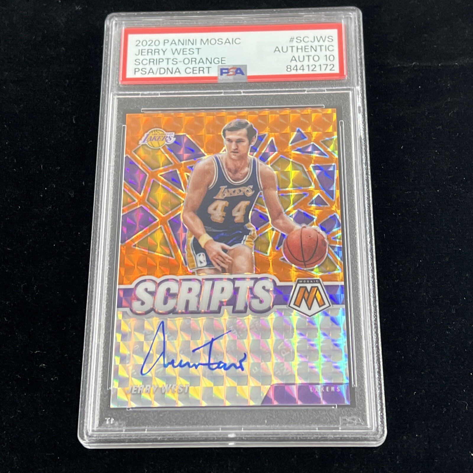 2020-21 Panini Mosaic Scripts Orange Jerry West #SC-JWS PSA AUTO / DNA ...