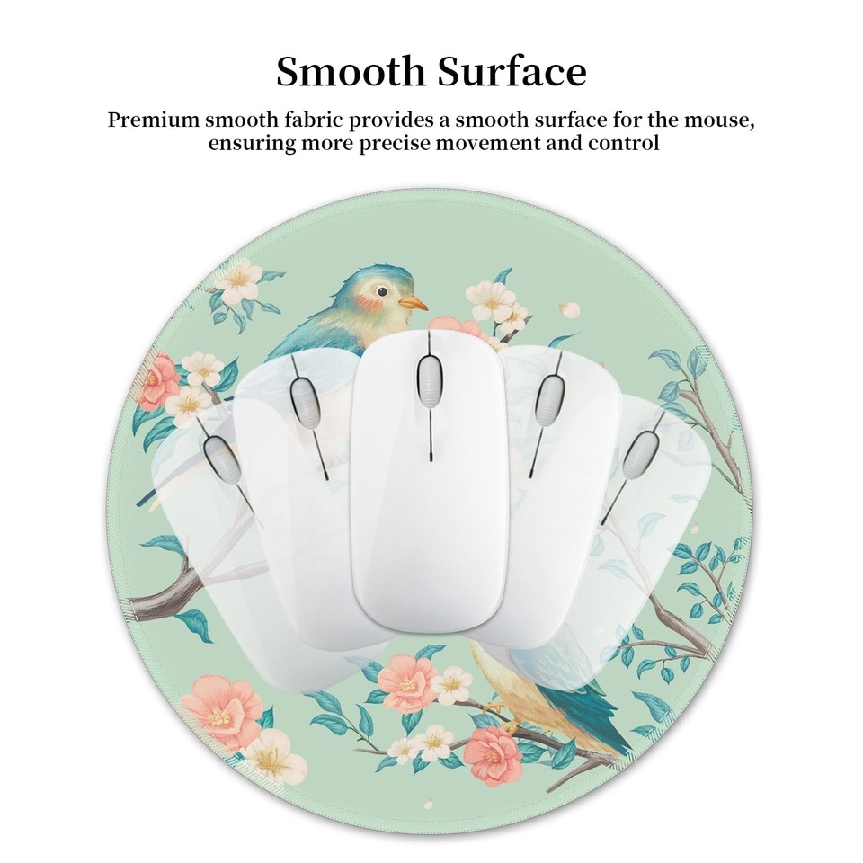 Mouse Pad for Desk, Floral Flower Bird Small Cute Mousepad with Non ...