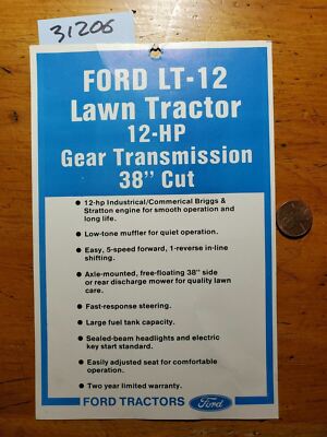 Ford LT-12 12 HP Gear Lawn Tractor 38" Mower Sales Showroom Hanging ...