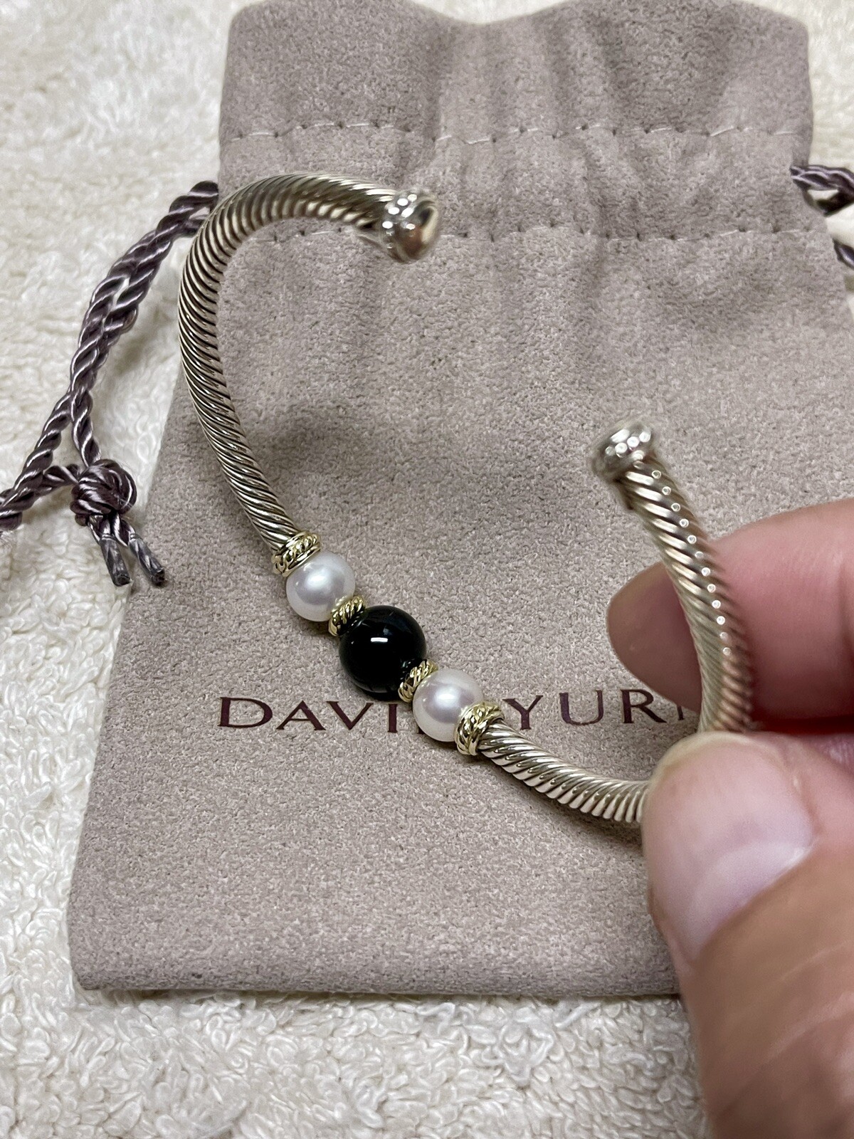 David Yurman Womens Sterling Silver/18K Gold Bracelet… - Gem
