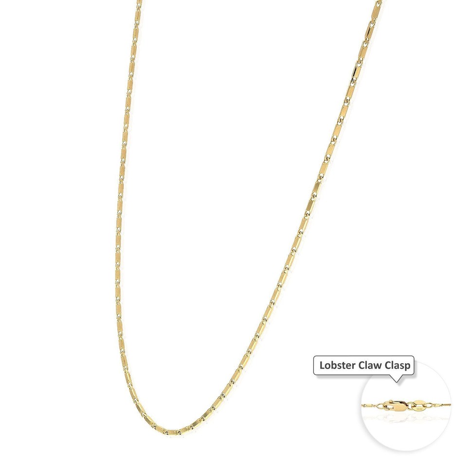 18K Yellow Gold 1mm Lumina Bar Chain (Solid Links) 16"-24" | eBay