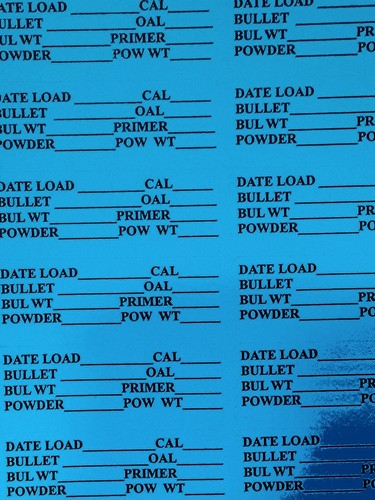 150 BLUE Reloading Data Labels for Pistol or Rifle Ammo 30 Labels/ page ...
