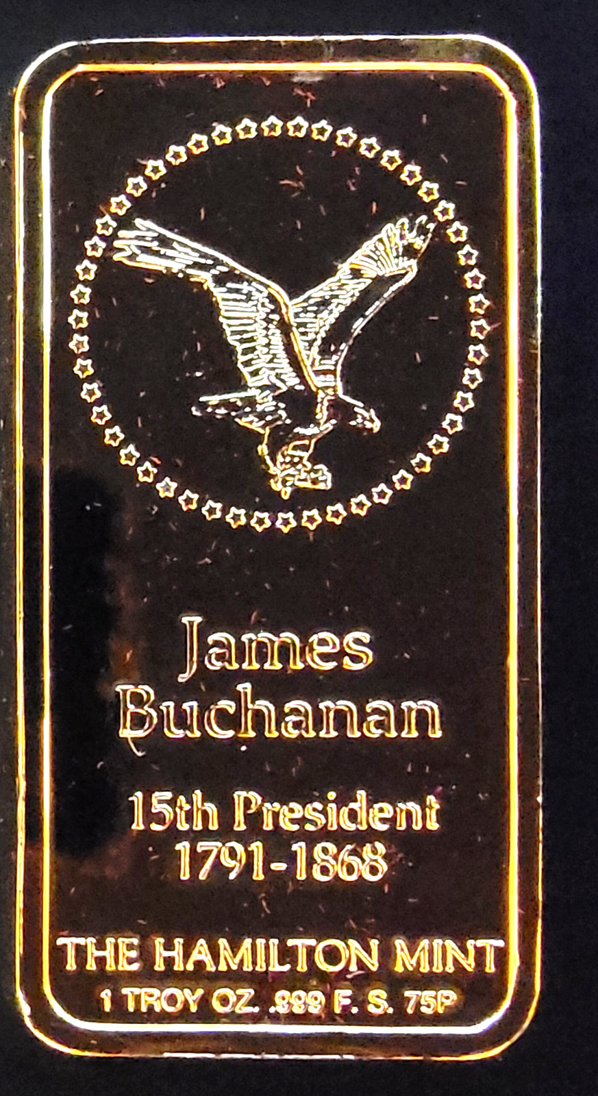 1976 James Buchanan Vtg Hamilton Mint President EGP-0.999 Silver 1 Oz ...