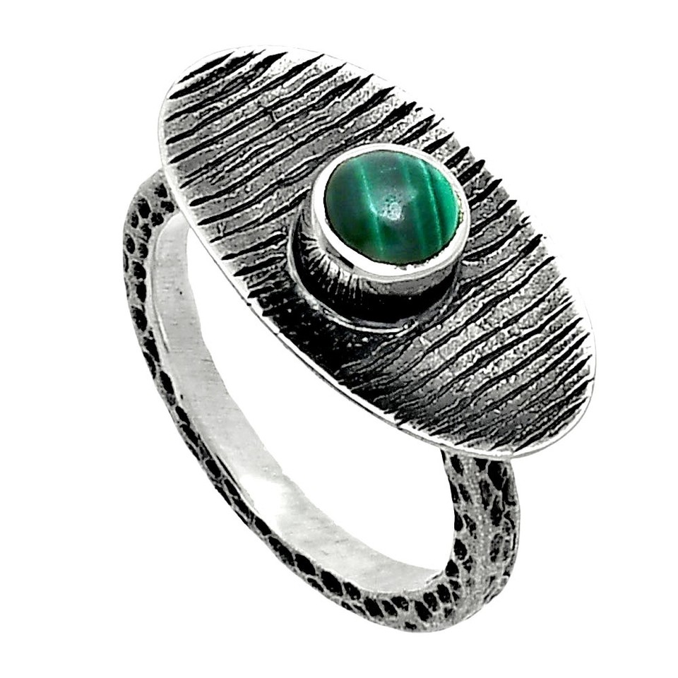 Natural Malachite Eye - Congo 925 Sterling Silver Ring s.6 Jewelry R ...
