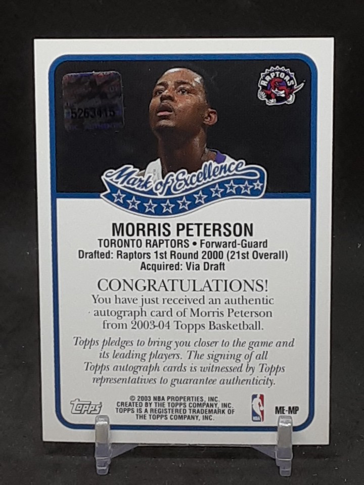 MORRIS PETERSON 2003-04 TOPPS MARK OF EXCELLENCE AUTO RAPTORS QQ | eBay