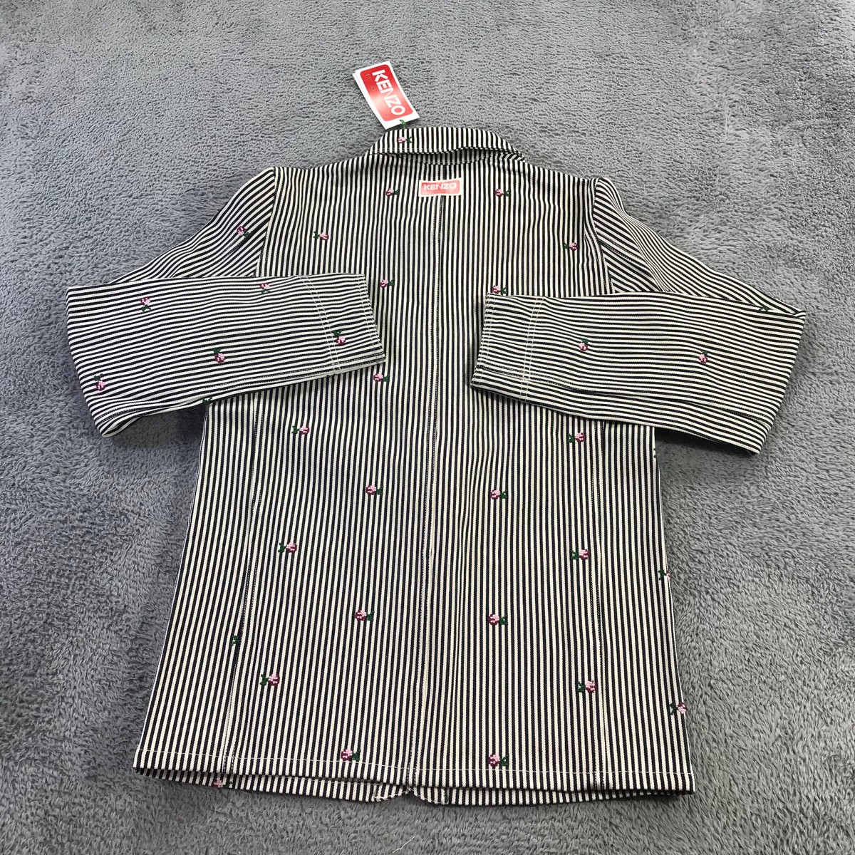 Kenzo Jacket Mens Large Rinsed Striped Workwear Denim Stripe Kenzo Jacket Mens Large Rinsed Striped Workwear Denim Stripe