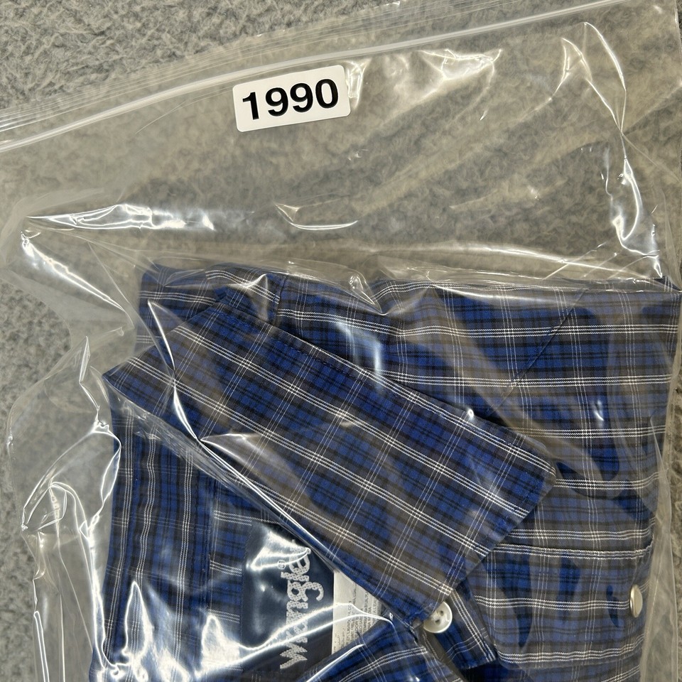 Wrangler Shirt Mens XL Blue Plaid Western Pearl Snap Cowboy Double ...