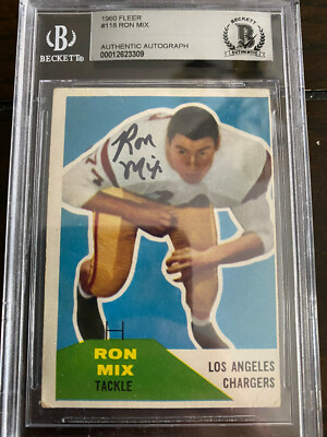 Ron Mix #118 signed autograph auto 1960 Fleer ROOKIE Football Card BAS ...
