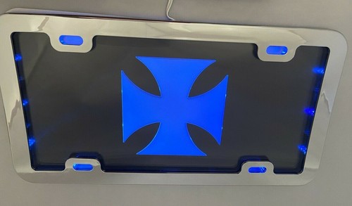 LED IRON CROSS LICENSE PLATE FRAME UNIVERSAL LED LIGHT UP PLATE(fit ...