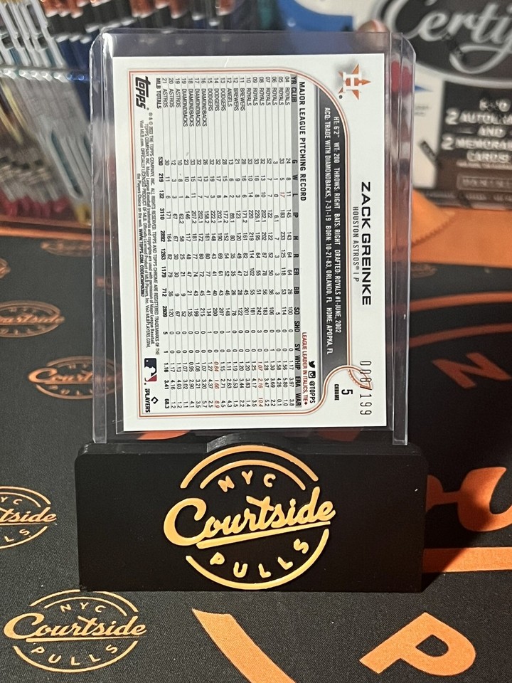 2022 Topps Chrome Base Aqua #5 Zack Greinke /199 - Houston Astros | eBay