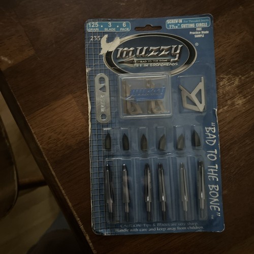 Muzzy 3 Blade 125 Gr Broadheads 235 6 Pack screw-in 1 3/16"cutting ...