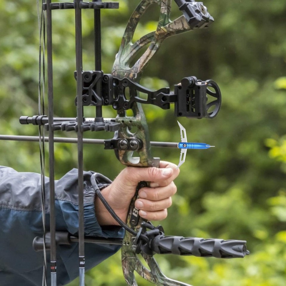 12pc Hunting Blue Broadheads 100gr Stainless Steel Blade Crossbow Arrow ...