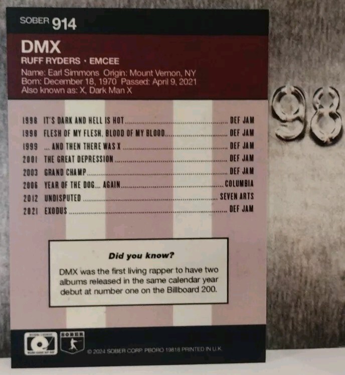 DMX Limited Edition Hip Hop Baseball Art Card RAP Ruff Ryders Flesh Of ...