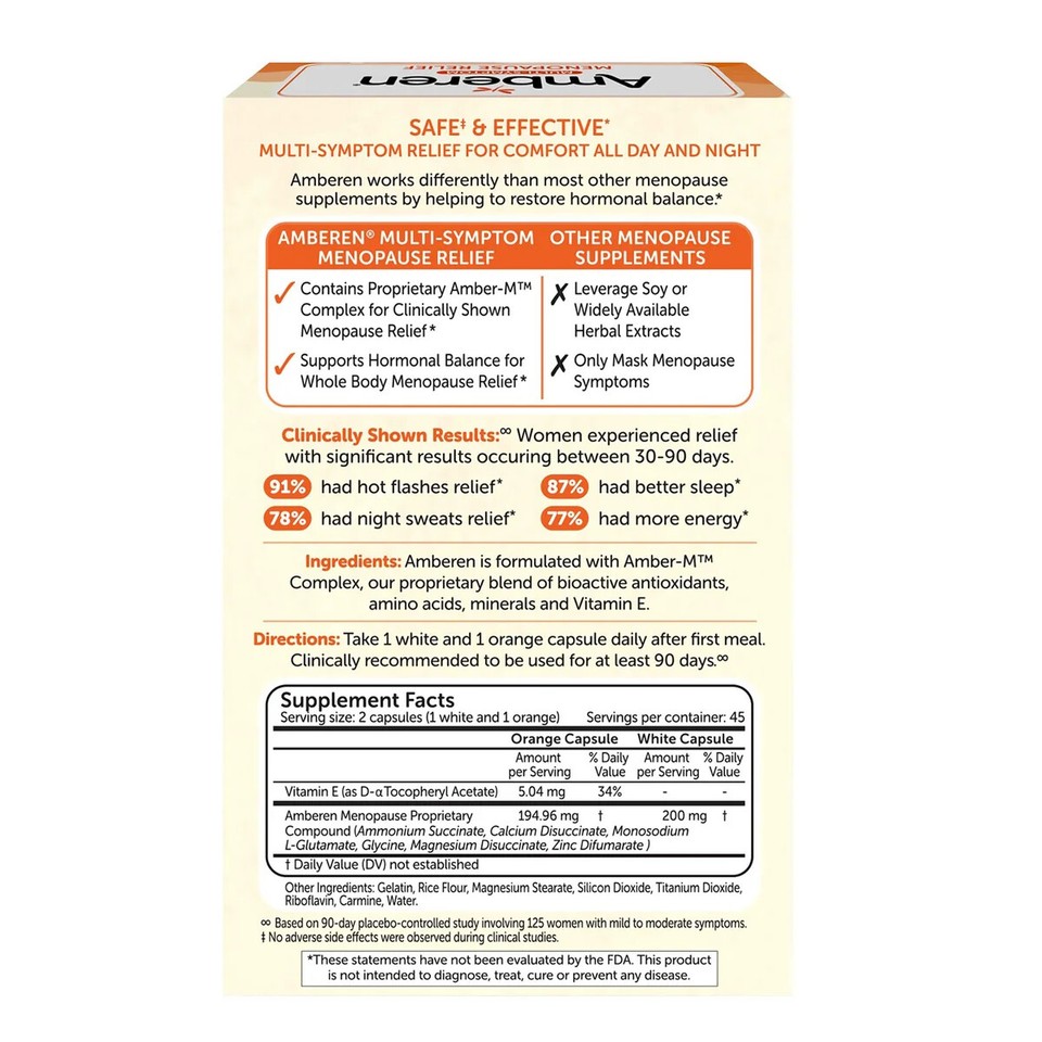 Amberen Multi-Symptom Menopause Relief, 90 Capsules | eBay
