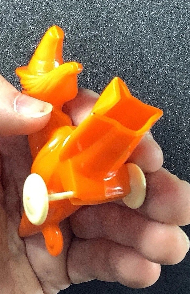 Vintage Plastic Halloween Pull Toy Rosbro Witch On Rocket Early Plastic ...