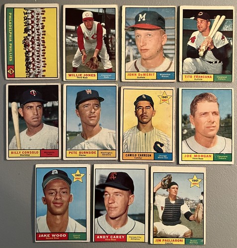 Lot of 35 Different 1961 Topps Baseball Semi-High Number Cards - low ...