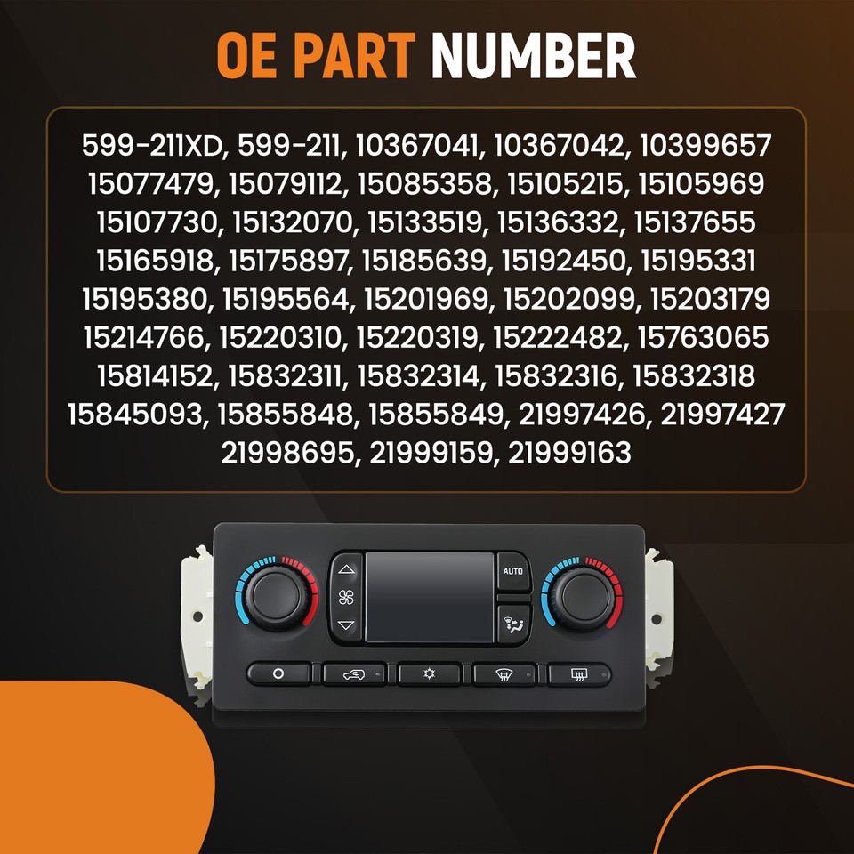 A/C Heater Climate Control Module Control Switch Panel 599-211XD For ...