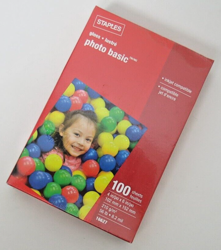 Staples Photo Basic Gloss 4 x 6 Inkjet Photo Paper 100 Sheets New ...