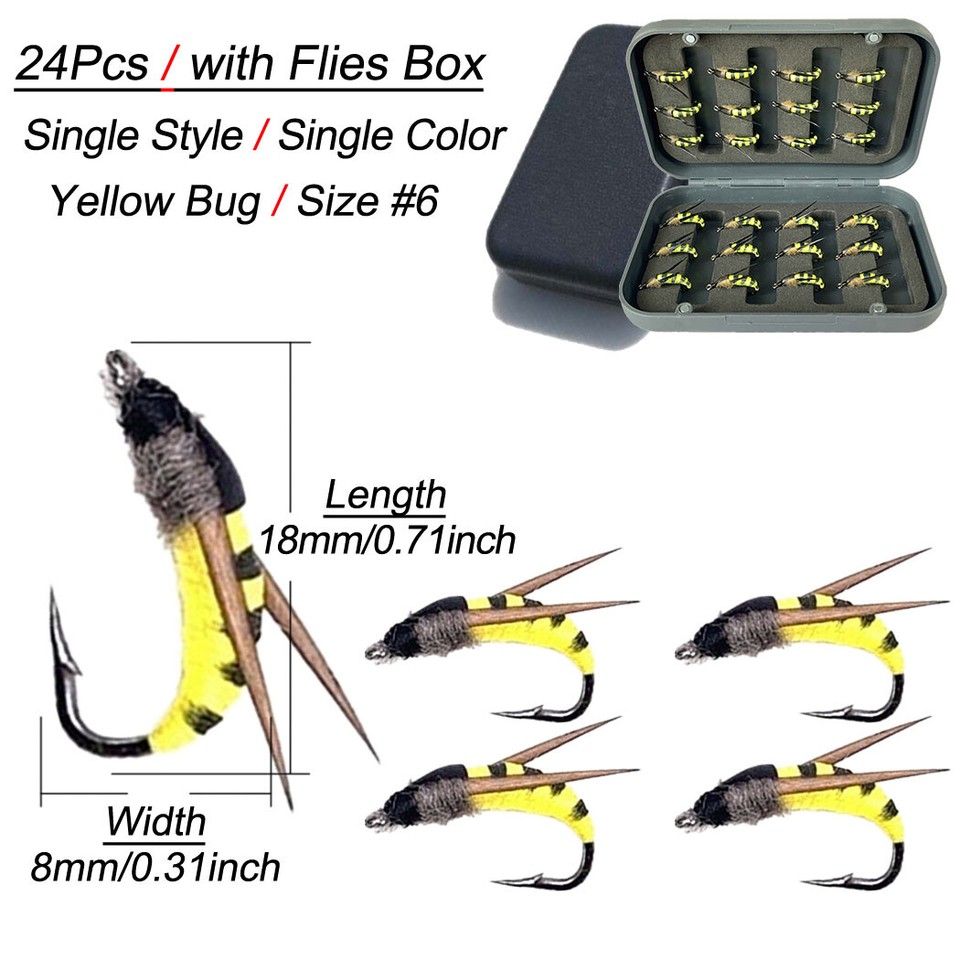 24-126Pcs Wet Dry Flies Nymph Ant Tying Hook Trout Fishing Fly Lure ...