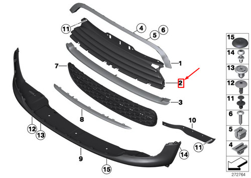 MINI CLUBMAN R55 FRONT CENTER UPPER PRIMED GRILLE 51117046364 NO DUTY ...