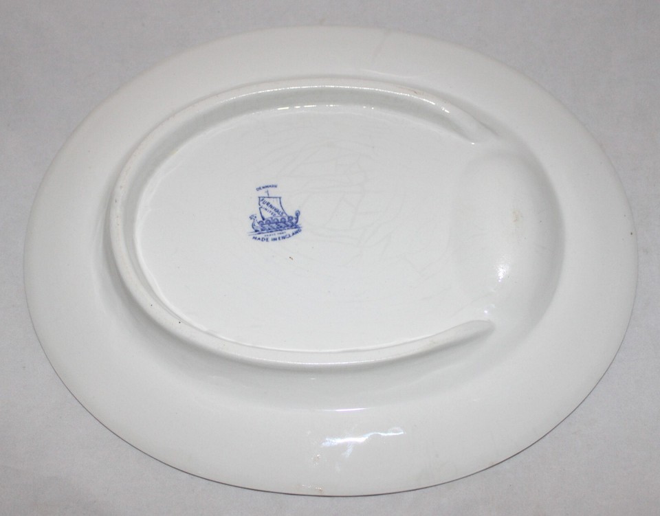 FURNIVALS OVAL SERVING PLATTER WITH WELL & LID COVER DENMARK BLUE ...