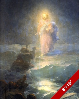 APOSTLE PETER SINKING BEFORE JESUS SEASCAPE PAINTING BIBLE ART REAL ...