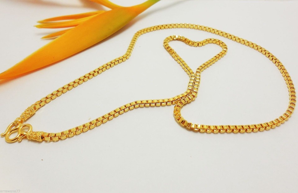 3 MM Chain 22K 23K 24K THAI BAHT YELLOW Gold Plated NECKLACE 24 inch ...