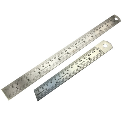 Stainless Steel Metal Rule 1mm and 1/32 Inch Graduated Ruler 6" 15cm or ...