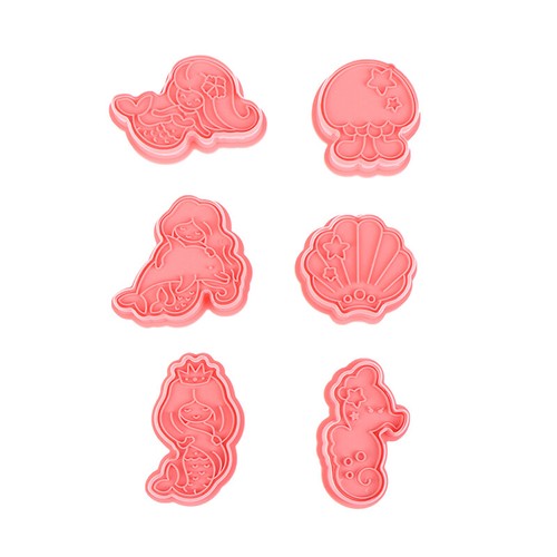 6Pcs/Set Mermaid Shell Seahorse Cookie Mould DIY Plastic Fondant Cake ...