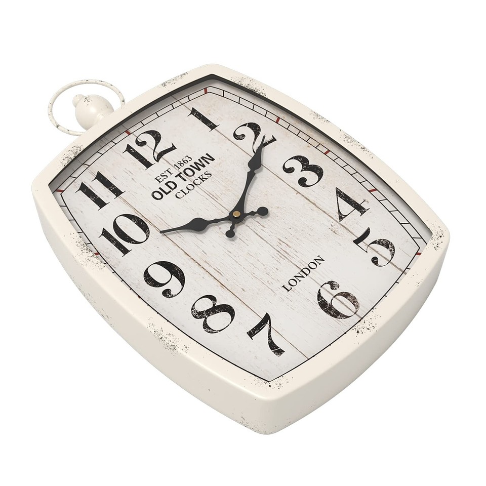 Large Rectangle Wall Clock, White Antique Vintage Style, Battery ...