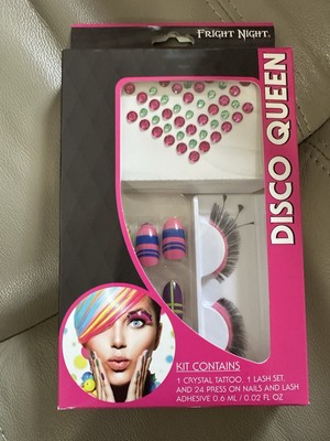 Fright Night Rave Princess Disco Queen Nail Set Eyelashes Jewels | eBay