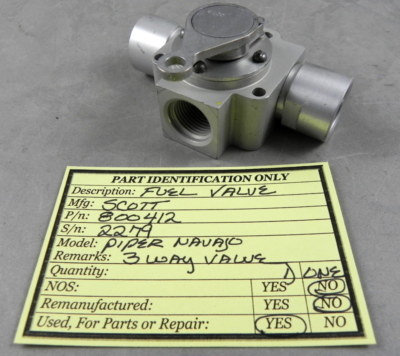 Scott Aircraft Fuel Valve P/n 800412 , Piper Navajo PA-31 | eBay