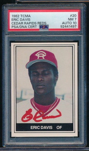 1982 TCMA Cedar Rapids Reds ERIC DAVIS xrc PSA 7 signed auto PSA/DNA 10 ...