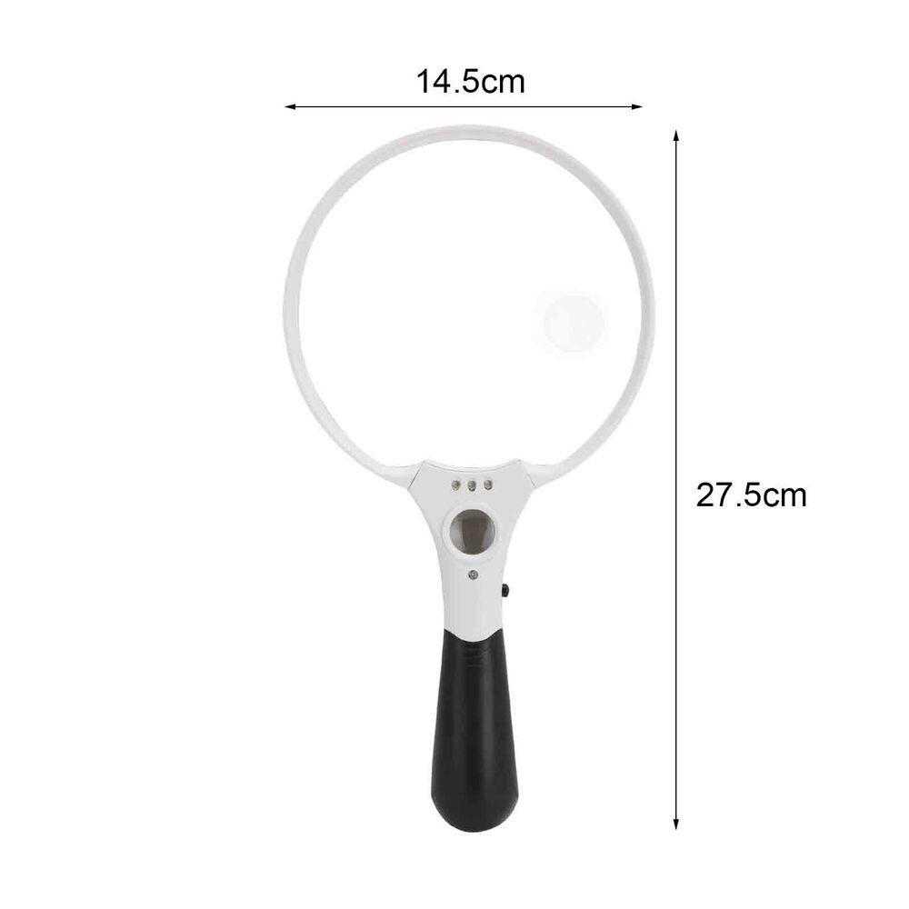 Large Lightweight Hand Held Large Loupe Magnifying Glass Magnifier 3 Bright LED | eBay