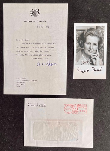 Margaret Thatcher Facsimile Signed Autograph 3x5 Photo W/ Note ...