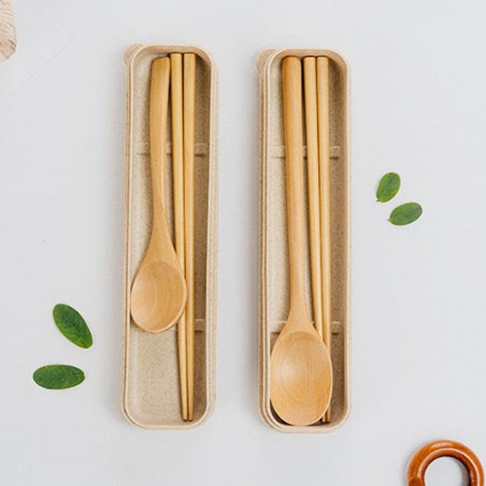 Handmade Wooden Spoon with Box Rice Soups Spoon Dinner Kit Kitchen ...