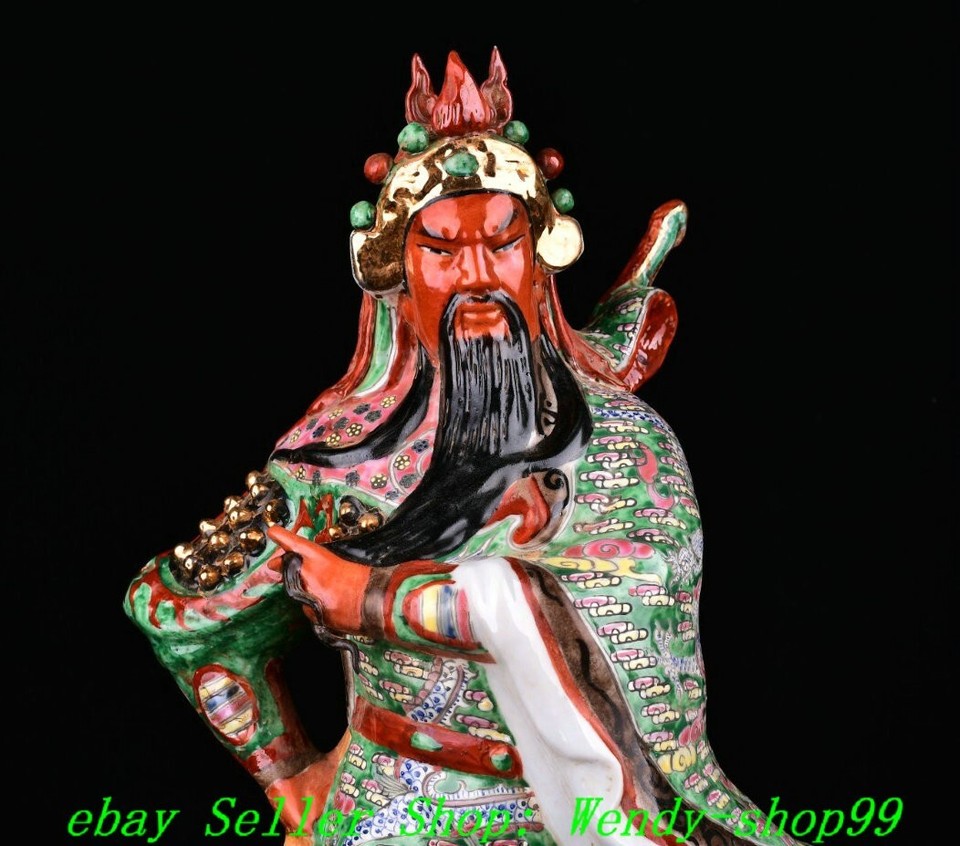 Old Dynasty Colour Enamel Porcelain Gilt Dragon Guan Gong Yu Warrior ...
