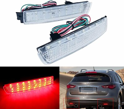 2 Clear LED Bumper Reflector Backup Tail Brake Light For Infiniti FX35 ...