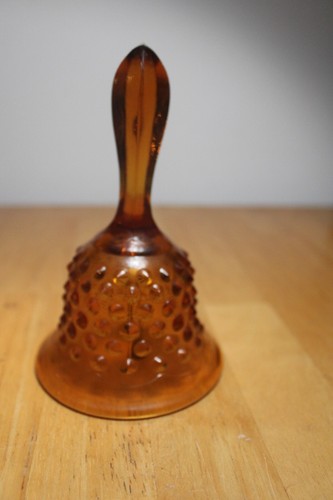 Vintage Fenton Amber hobnail dinner bell 5.5" tall | eBay