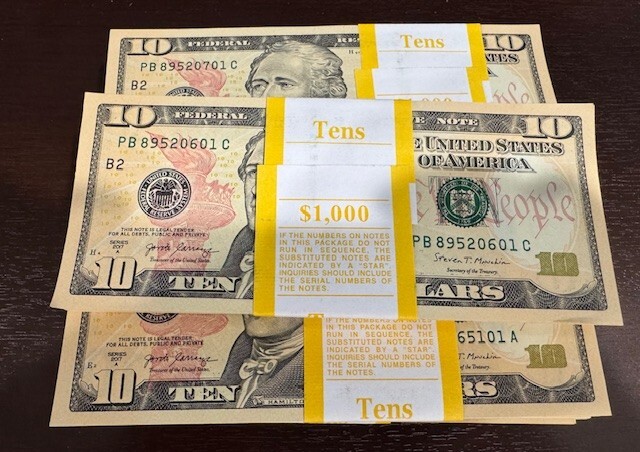 2017 $10 BEP Pack of 100 Uncirculated Notes Consecutive Serial Numbers ...