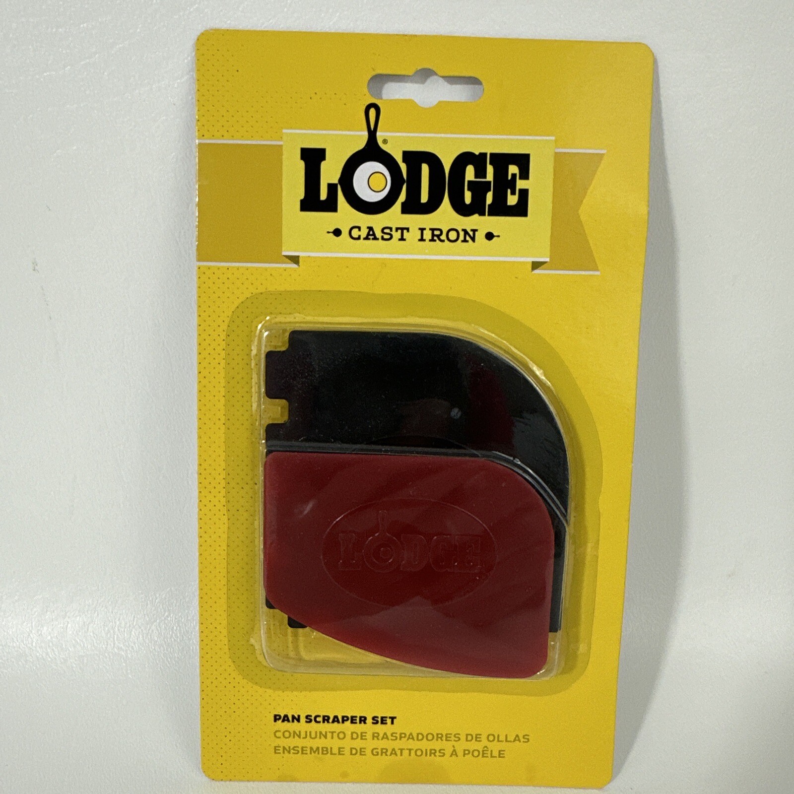 Lodge Cast Iron Grill Pan Scrapers Set of 2 Red & Black Clean Cast Iron ...
