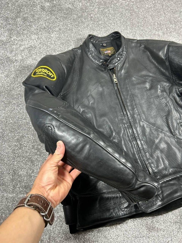 Vanson Leathers Jacket Mens 54 Black Perforated Leather Motorcycle USA Made | eBay