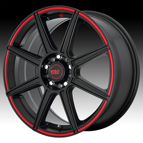 Motegi MR142 CS8 Satin Black Red Stripe 17x7 5x112 / 5x4.5 40mm ...