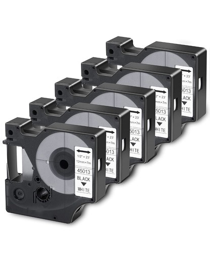 Black on White Label Tape For DYMO D1 45013 1/2 X 23' S0720530 Label ...