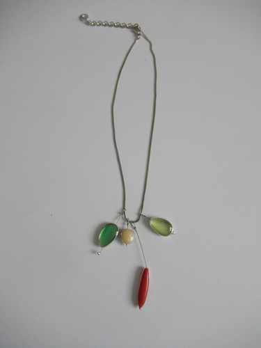 Collier pastilles bleu turquoise, blanc, vert d'eau et corail SKALLI | eBay