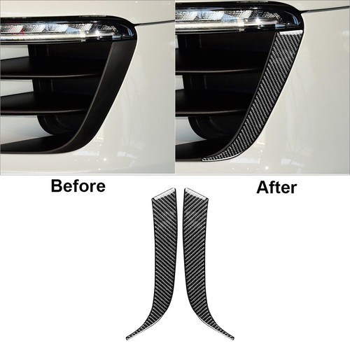 2Pcs Carbon Fiber Front Fog Light Strip Frame Trim For Porsche Macan ...