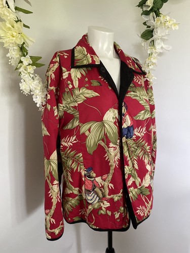 Vintage Anne Carson Large Front Button Reversible Quilted Jacket Monkey ...