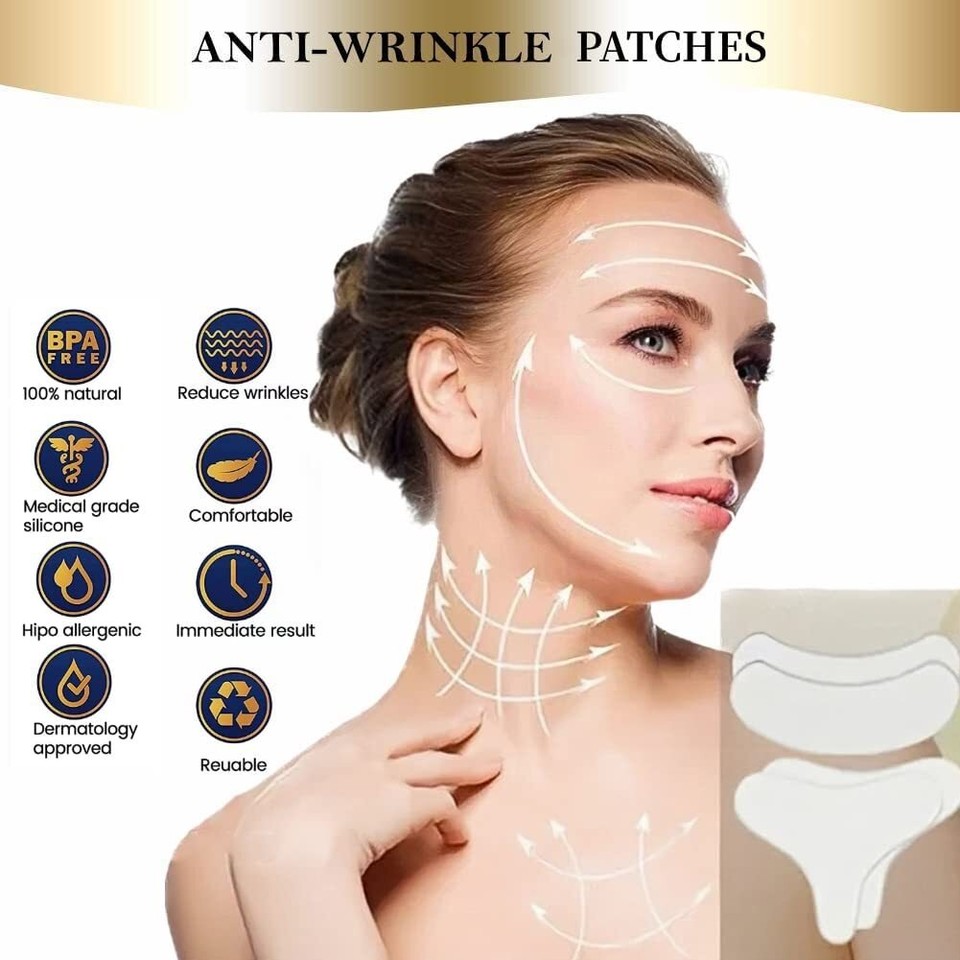 4× Reusable Anti Wrinkle Chest and Neck Silicone Pad Transparent Anti ...