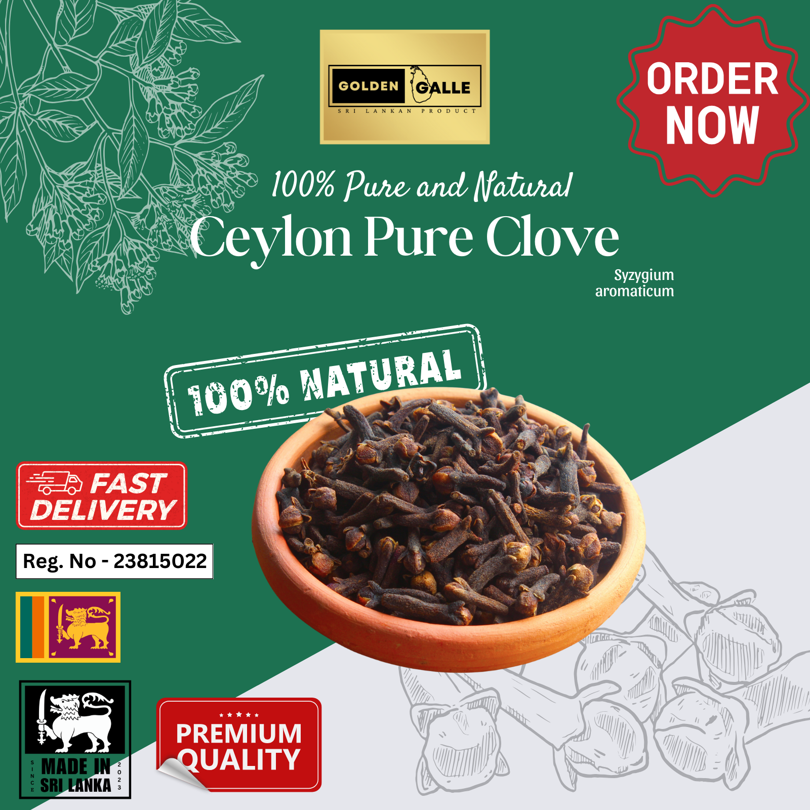 100% Pure Ceylon Whole organic Clove Cloves Sun Dried Organic Herbs ...